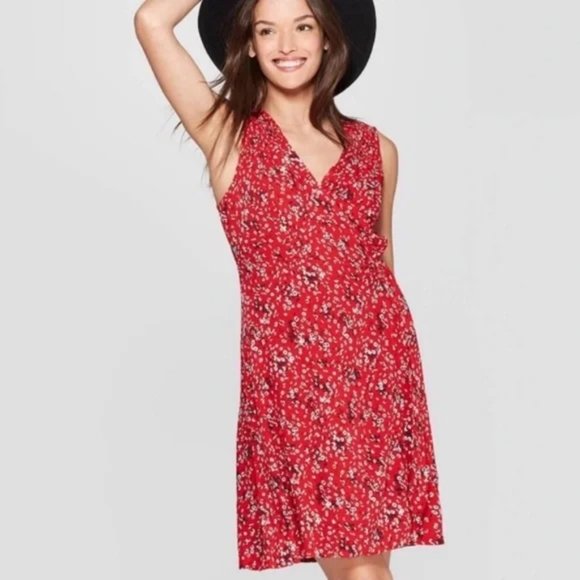 Universal Thread | Dresses | Universal Thread Floral Wrap Dress Red ...